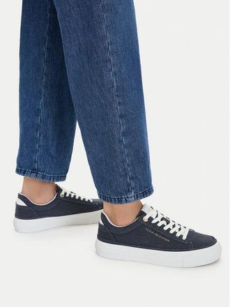 Tommy Hilfiger Sneakers aus Stoff Th Foxing Platform Washed Canvas FW0FW09172 Blau