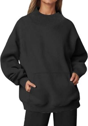 Generic Sweat-shirt ample &agrave; &eacute;paules tombantes pour femme avec doublure en polaire - Coupe ample - Manches longues - Confortable - Style gothique - Tendance au