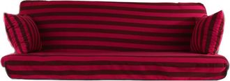 Patio Sitzkissen Hollywoodschaukel 3 Sitzer Bankauflage rot Streifen Sitzkissen und Rückenlehne mit Reißverschluss verbunden 2 Armlehnen-Kissen Mallorca