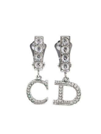 Dior boucles doreilles CD Logo à fermoir clip (années 2000) - Argent