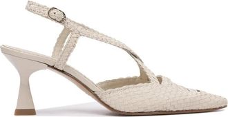 Pons Quintana Hohe Schuhe - Pointed Toe Woven Leather Slingback Heeled Shoes - Gr. 38 (EU) - in Wei&szlig; - f&uuml;r Damen