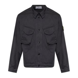 Stone Island Jacke mit Logo-Patch - - Jackets - Herren - Blau - 2XL
