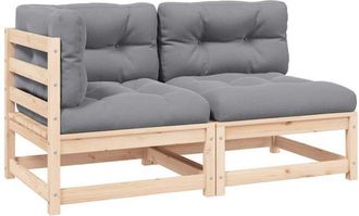 vidaXL Salon de jardin 2 pcs avec coussins Bois de pin massif
