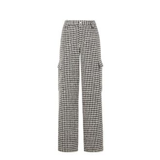 Rotate Pantalon large pied de poule et sequins en laine vierge mélangée