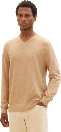 Tom Tailor Herren 1038194 Cosy Strickpullover mit V-Ausschnitt, 32722-beach Sand Melange, M