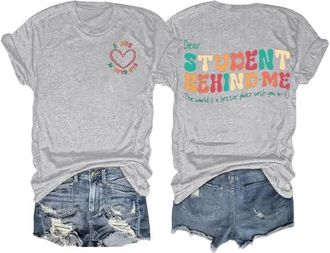 Generic T-shirt personnalis&eacute; T-shirt enseignant amusant pour femmes avec motif &eacute;tudiant T-shirt graphique d&eacute;contract&eacute; pour l&eacute;t&eacute; T-shirts rouges pour femmes T-