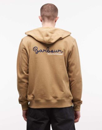 Barbour Regar - Sweat &agrave; capuche zipp&eacute; avec logo imprim&eacute; au dos - Beige-Neutre