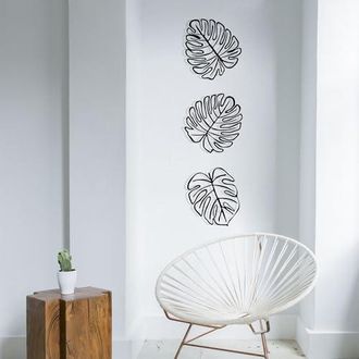 Hanah Home Stylish Black Decorative Metal Wall Accessory (3 Pieces) | 100% Metal, 1.2mm Thick | Perfect for Modern Home Decor & Unique Wall Art