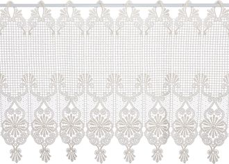 Plauener Spitze by Modespitze, Gardine - Scheibengardine f&uuml;r Stangendurchzug, hochwertige Stickerei, H&ouml;he 45 cm, Breite 176 cm, Farbe Champagner