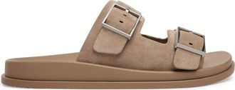 Calvin Klein Pantoletten Calvin Klein City Sandal Buckle Suede HW0HW03130 Beige