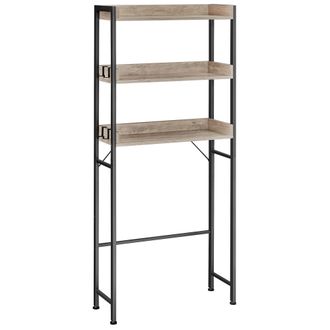 Vasagle Toilettenregal, 3 Ebenen, Badezimmerregal, platzsparend, einfach zu montieren, f&uuml;r Waschk&uuml;che, industrieller Stil, Gr&egrave;ge und Schwarz, BTS002B02