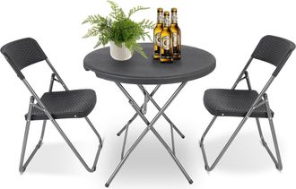 Sekey Balkonset 3 Teilig, Klappbar Balkonset Kleiner Balkon 2 Personen, Bistro Gartenmöbel Set Rattan Wetterfest, Belastbarkeit Klappstuhl 200KG & Klapptisc