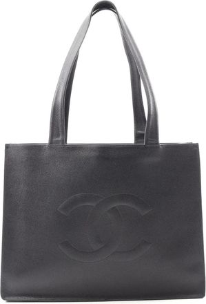 Chanel sac cabas en cuir Caviar à logo CC (1997-1999) - Noir