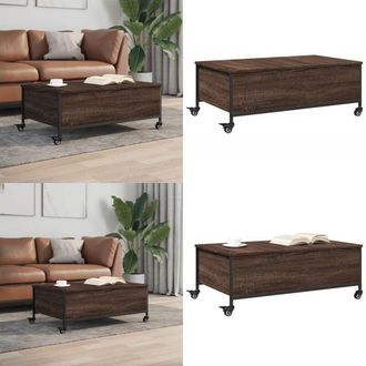 vidaXL Couchtisch mit Rollen Braun Eiche 91x55x34 cm Holzwerkstoff - Couchtisch - Wohnzimmerstil - Holzm&ouml;bel - Esszimmertisch - Sideboard - Home & Living