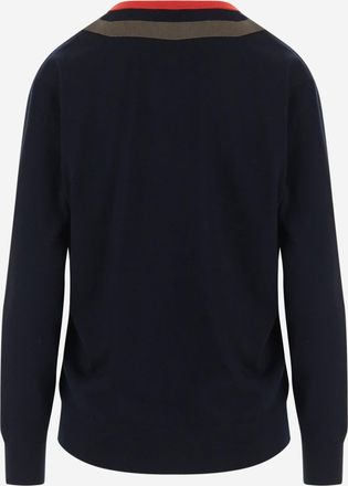 Dries Van Noten Virgin Wool V-Neck Sweater - Navy