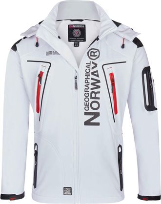 Geographical Norway Herren Softshell Funktions Outdoor Jacke wasserabweisend im Bundle mit urbandreamz Beanie (XXL, White TN)