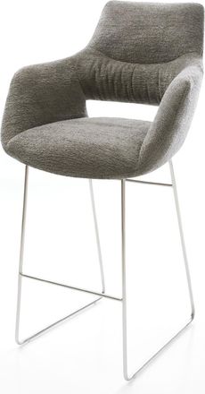 DELIFE Barstuhl Yago-Flex Boucl&eacute; Soft Schlamm Kufengestell Edelstahl Silberfarben Taschenfederkern, Barst&uuml;hle