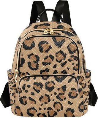 Mnsruu Mini sac à dos pour femme - Imprimé léopard - Marron - Petit sac à dos tendance - Sac à dos décontracté, Multi957, S