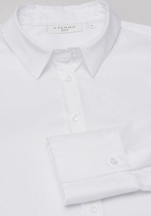 Eterna Blusentop ETERNA FITTED Performance Shirt Langarm Bluse weiss twill 5377-00-DF04