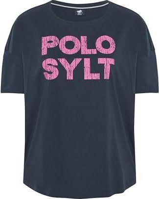 Polo Sylt Coton avec Logo au Look usé T-Shirt, Total Eclip, Taille 40 Femme