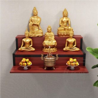 Generic Buddha-Schrein-Regal, Wand-Altarregal aus Holz, 3-st&ouml;ckiger Meditationstisch, dreieckiger St&auml;nder f&uuml;r Wohnzimmer, Arbeitszimmer, B&uuml;ro