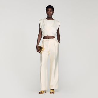 Sandro Kurzes plissiertes Satintop