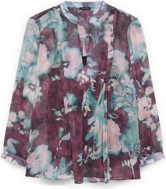 Fiorella Rubino Femme, Blouses et Chemises, Multicolore, Taille: 52 FR Blouse &agrave; Imprim&eacute; Floral en Cr&ecirc;pe