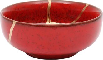 Generic K&ouml;nigsrote Kintsugi-Sch&uuml;ssel, goldfarbene Reparatur-Keramik-Keramik, Kintsugi-Keramik f&uuml;r Wellness und Wiederverbindung, japanische Keramik f&uuml;r Dekora