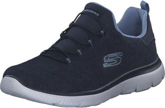 Skechers Sommets Basket Femme, Bordure en Maille Bleu Marine, 38 EU
