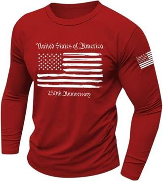 Generic Sweat-shirt imprim&eacute; drapeau am&eacute;ricain &agrave; manches longues pour homme - Pull tendance &agrave; col rond - Coupe ample - Confortable - Respirant - V&ecirc;tement de sp