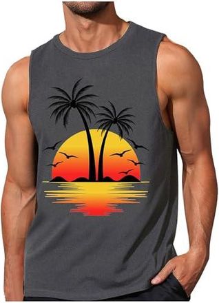 Generic D&eacute;bardeur ample pour homme - Coupe ample - Pour entra&icirc;nement musculaire tropical - Sans manches - Style hawa&iuml;en - Chemise athl&eacute;tique - Bases de la cou