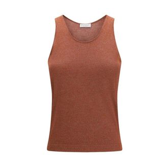 Brunello Cucinelli Femme, Tops, Brun, Taille: 42 FR Top en cachemire &agrave; coupe d&eacute;contract&eacute;e