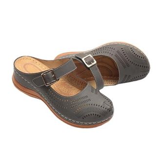 Soimiss Sandales Compens&eacute;es Vintage Confortables pour Femme Talon Moyen &Eacute;pais Chaussures D&eacute;contract&eacute;es Grises