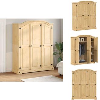 vidaXL Kleiderschrank Corona 151,5x52x186 cm Massivholz Kiefer - Holzschranks - Kleiderschrank - Massivholzkleiderschrank - Kiefernschrank - Korona