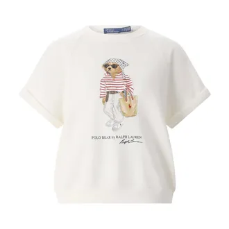 Polo Ralph Lauren Femme, Tops, Blanc, Taille: 42 FR Loopback Fleece Polo Bear SweaT-shirt
