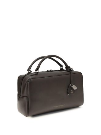 Brunello Cucinelli Womens Boston Explorer Handbag Testa Moro Calf Leather Bos Taurus Shoulder Bags