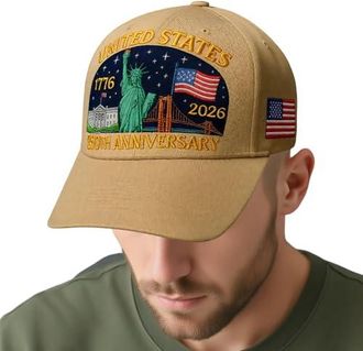 Generic Chapeau commémoratif - Chapeau de camionneur commémoratif America 250Th | Couvre-chef réglable tendance 1776-2026 pour défilé, course, voyage, pêche, 