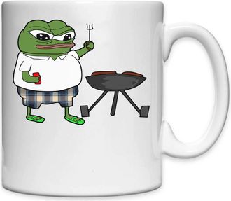Generic Barbeque Pepe The Frog BBQ Art Weiße Keramiktasse Weiß One Size