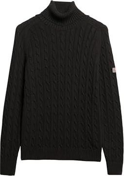 Superdry Pull décontracté à col roulé pour femme avec motif torsadé, Gris anthracite foncé, 42