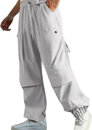 Generic Pantalon de travail d&eacute;contract&eacute; pour homme - Jambe droite - Pantalon de sport long, Cendr&eacute; clair, XXL