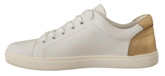 Dolce & Gabbana Womens White Gold Leather Low Top Sneakers
