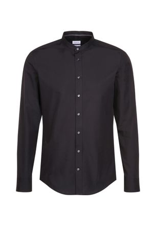 Seidensticker Herren Slim Langarm mit Stehkragen bügelfrei Businesshemd, Schwarz (Schwarz 39), 42