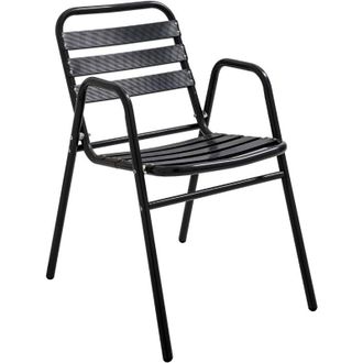 Oviala Oviala - Chaise de jardin empilable en aluminium noire