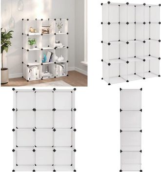 vidaXL Regalsystem mit 12 Würfeln Transparent pp - Regal - Stauraumlösungen - Aufbewahrungssystem - Polypropylen Regal - Transparenter Schrank - Home &