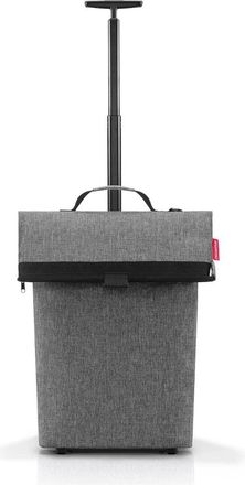 Reisenthel Trolley M in Silber, Rahmen: Schwarz - Praktischer Shopping-Trolley mit viel Stauraum und Reißverschluss - Aus wasserabweisendem Material