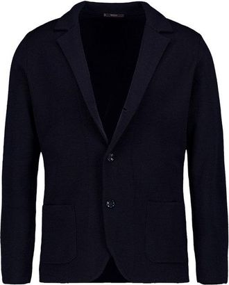 Boggi Milano Herren Strick-Sakko blau Merinowolle unifarben