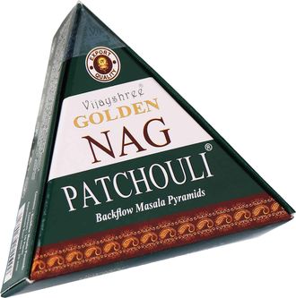 NKlaus Golden Nag Patchouli Räucherpyramiden (10 Stück) - Erdiger Räucherkegel & Duftkegel für Rückfluss, Raumharmonie & spirituelle Räucherkerzen, Räucherwe