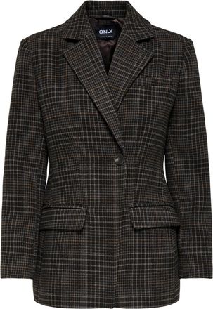 Only Damen Onlmika Check Blazer OTW, Black Coffee, x_l
