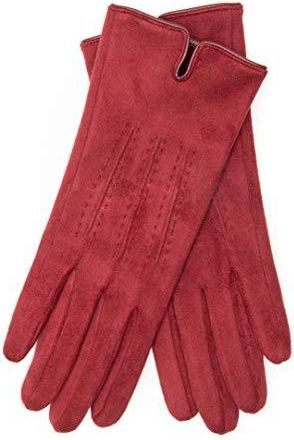 Eem Fashion EEM gants pour femmes 100% végétaliens, aspect velours, matériau élastique doux, polaire pelucheuse, vin rouge onesize