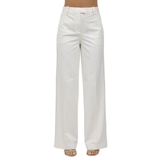 Circolo 1901 Palazzo-Hose aus leichtem Jersey mit Satinband - - Trousers - Damen - Wei&szlig; - L